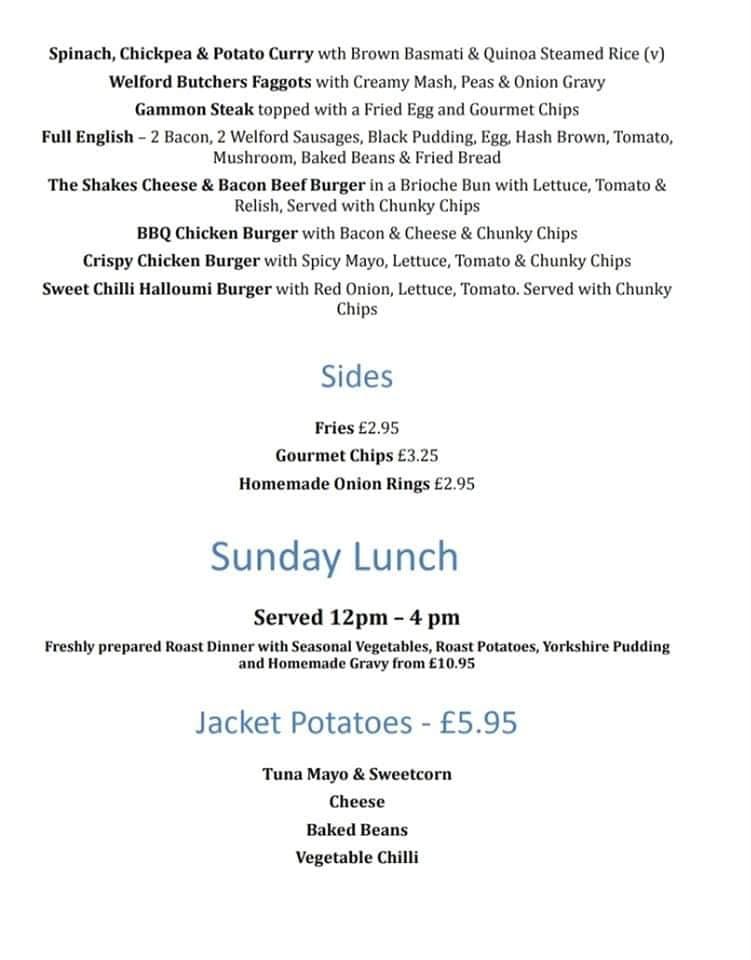 Menu at The Shakespeare Inn pub & bar, Stratford-upon-Avon