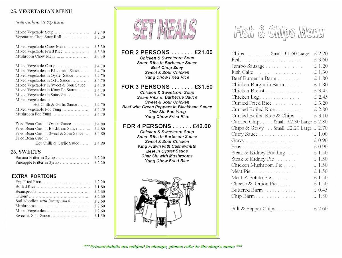 Menu at Sun Sun restaurant, Manchester, 408 Wilbraham Rd