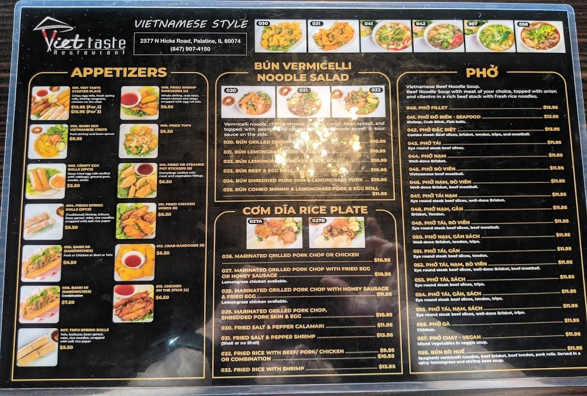 Menu at Viet Taste pub & bar, Palatine