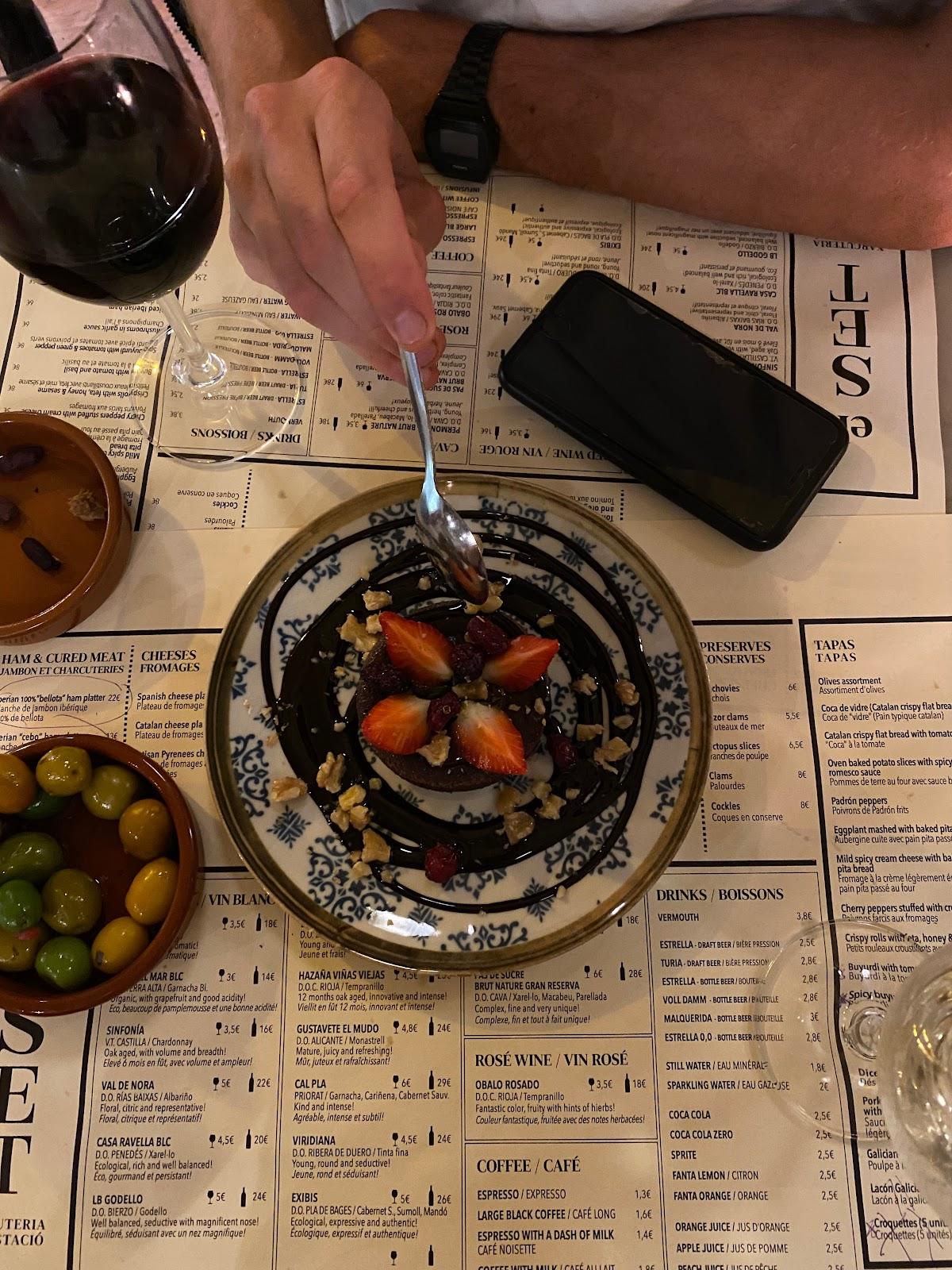 Menu at el SET restaurant, Barcelona, Carrer de l'Esparteria