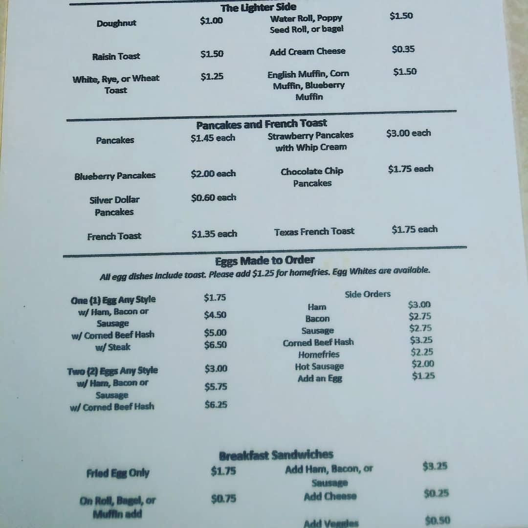 Menu at Al's Diner restaurant, Chicopee