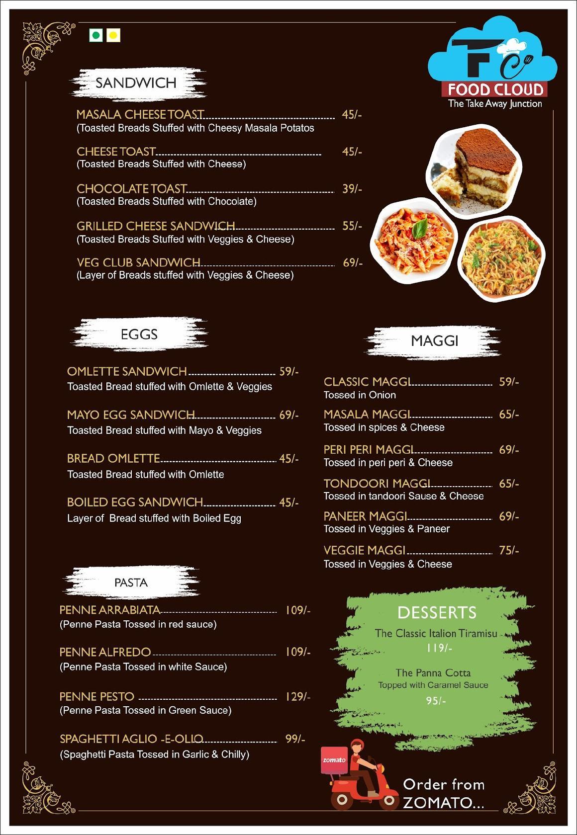 Menu at Food Cloud, Ichalkaranji