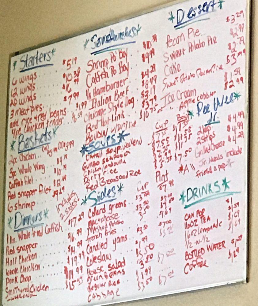 Menu at Pee Wees restaurant., Rock Island