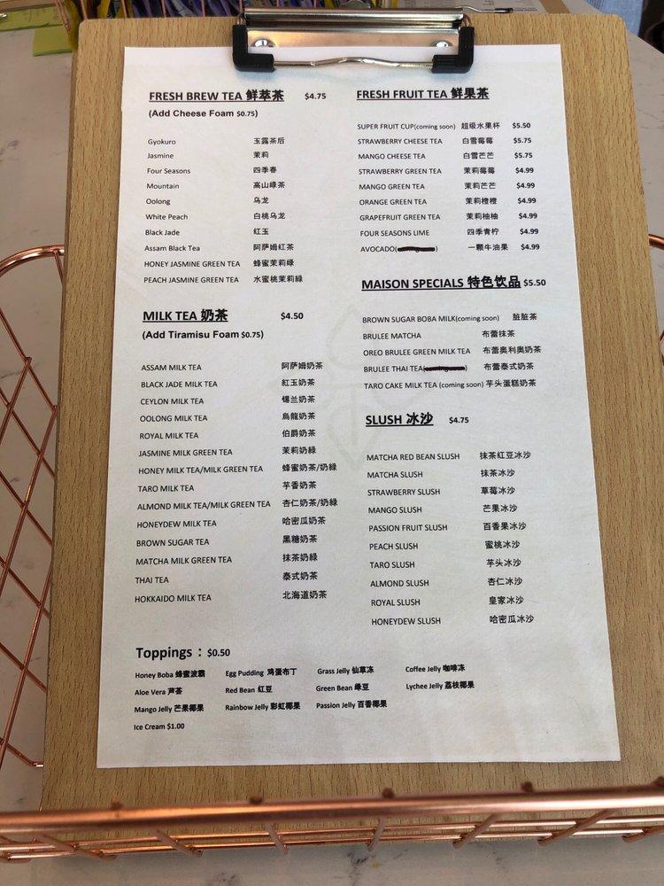 Menu at Tea Maison pub & bar, Las Vegas, Spring Mountain Rd Suite# 108
