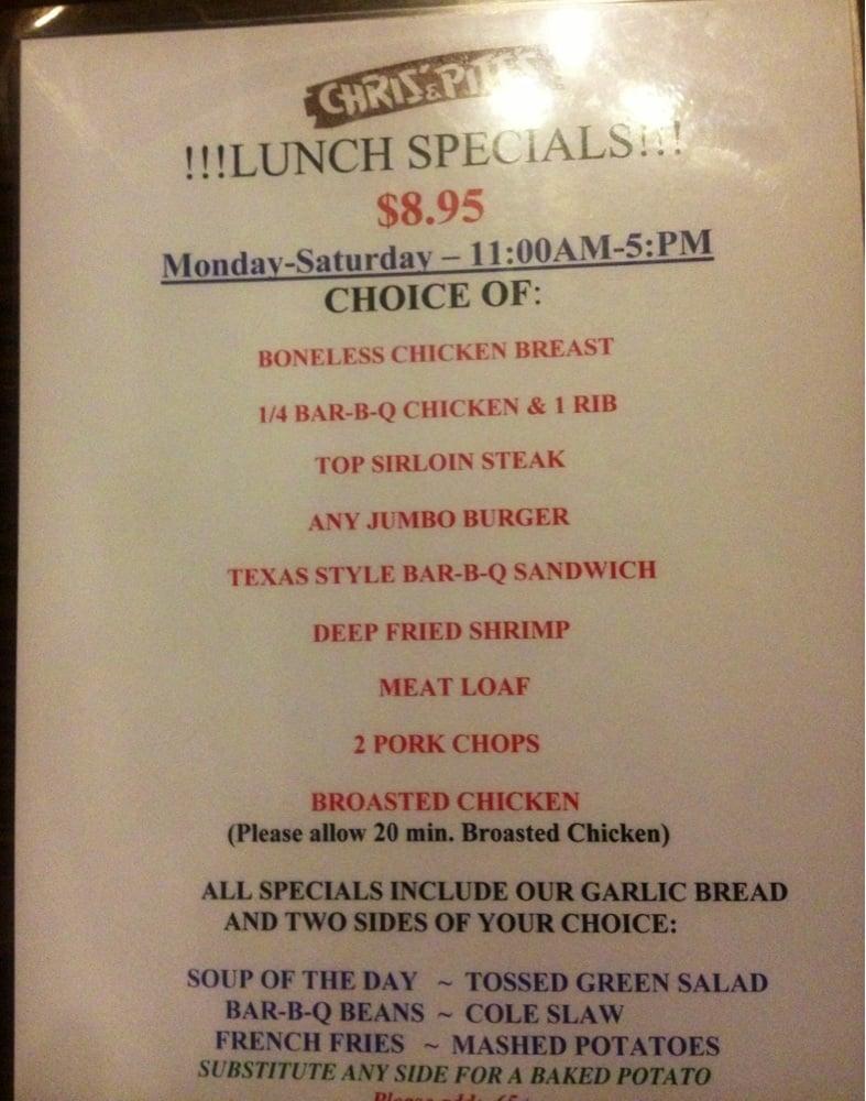 Menu at Chris & Pitts BBQ Restaurant, Downey