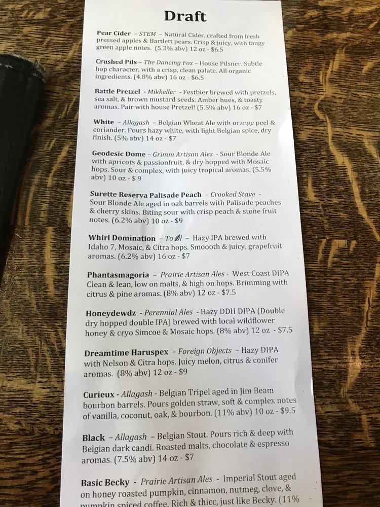 Menu at Dancing Fox Winery & Brewery restaurant, Lodi