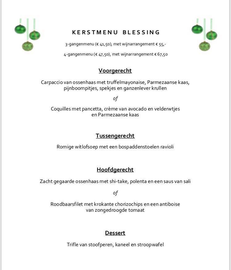 Speisekarte von Grand-café Blessing, Zuidland