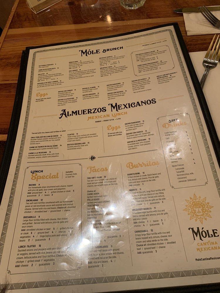 Menu at Mole Cantina Mexicana restaurant, Wellington, S State Rd 7 #150