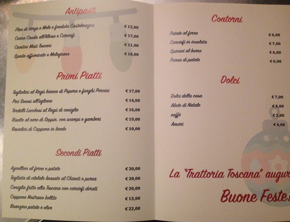 Menu da Trattoria Toscana ristorante, Torino, Via Vanchiglia