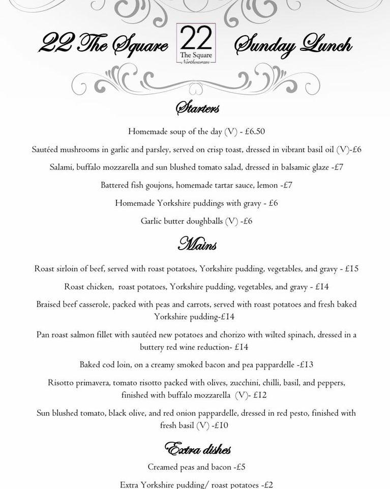 Menu at 22 The Square Restaurant, Halifax