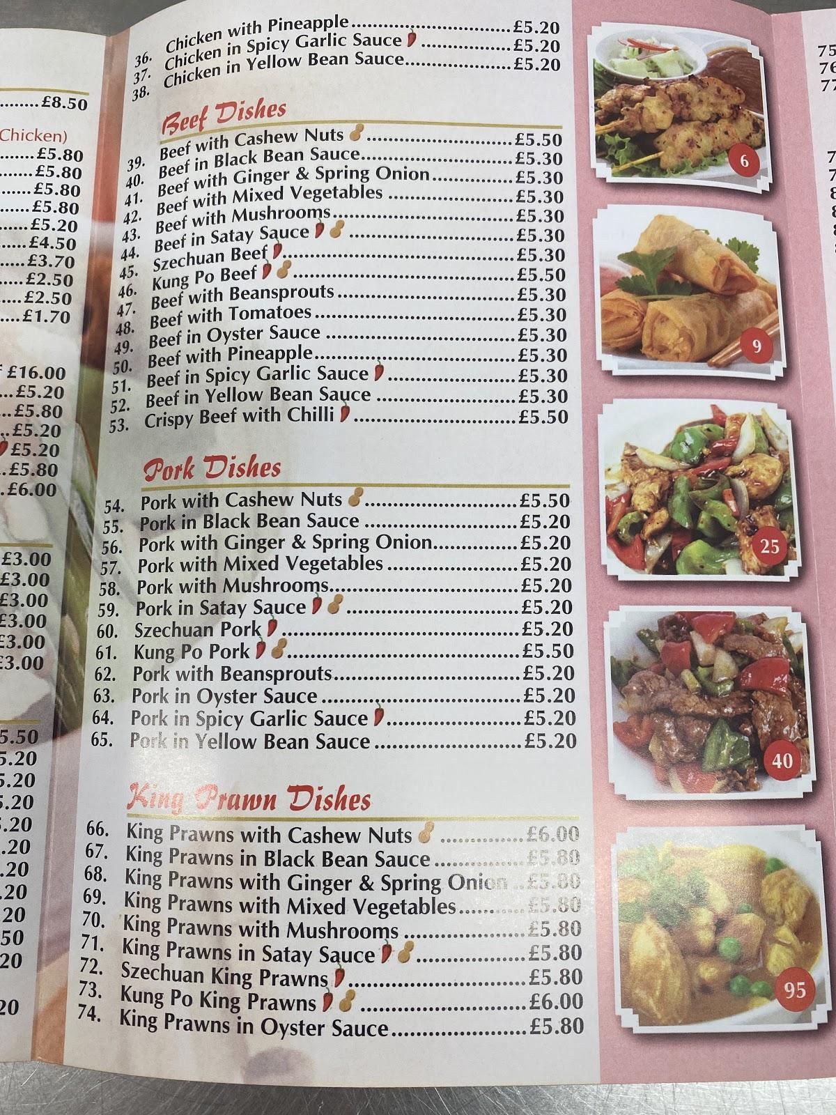 Menu at Han Sing restaurant, Cardiff
