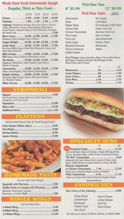 Menu at Philadelphia Style Pizza pizzeria, Pikesville, 518 Reisterstown Rd
