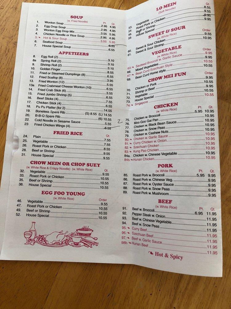 Menu at Top's China restaurant, Westerly, Pawcatuck Shopping Center