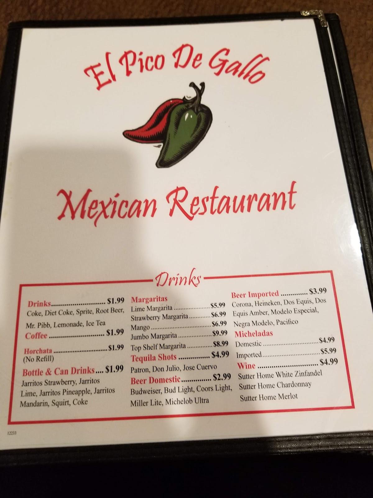 Menu at El Pico de Gallo restaurant, Opelousas, 165 LA-744
