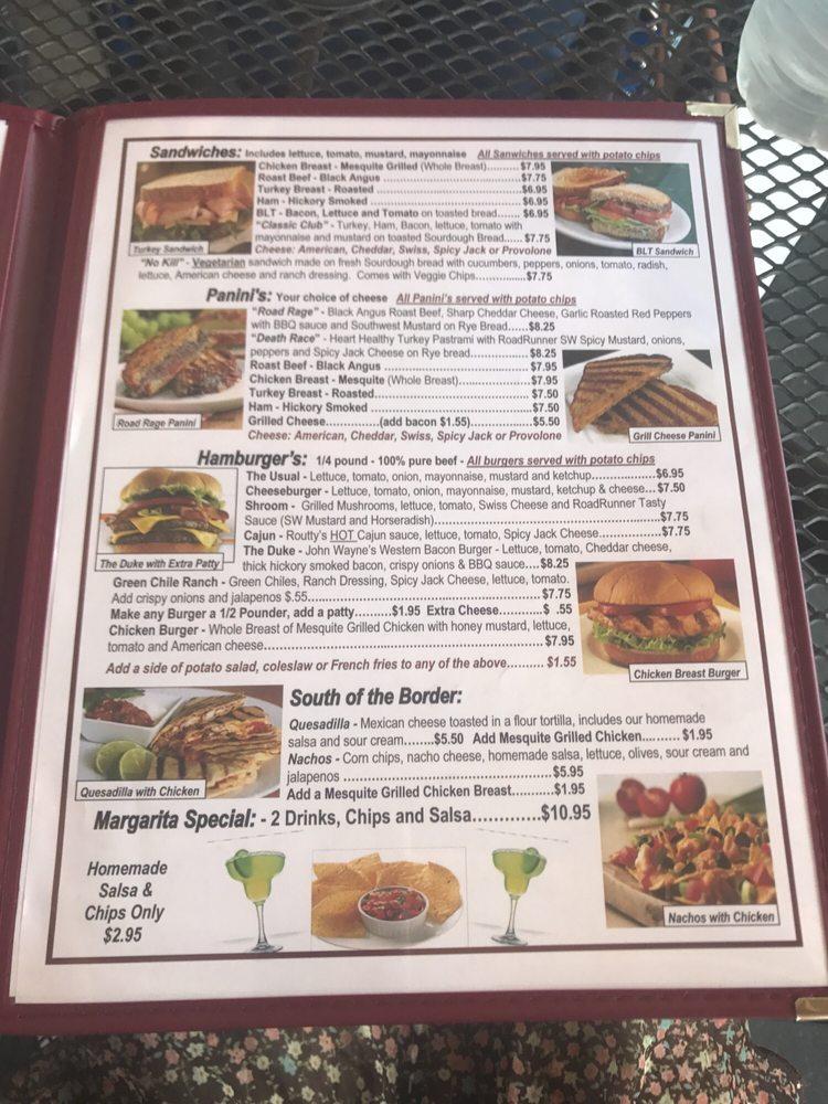 Menu at Route 66 RoadRunner cafe, Seligman