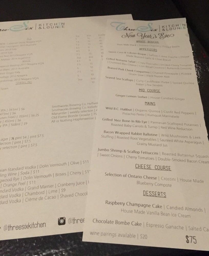 Menu at Three Six Kitchen & Lounge restaurant, Bowmanville