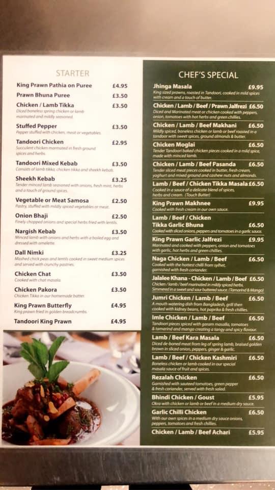 Menu at Chillis Takeaway fast food, Evesham