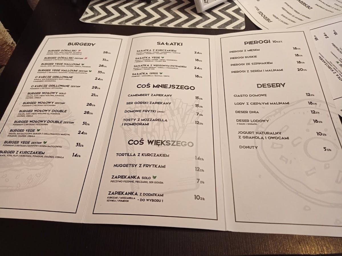 Menu at Dom Numer 127 pub & bar, Czarna Góra