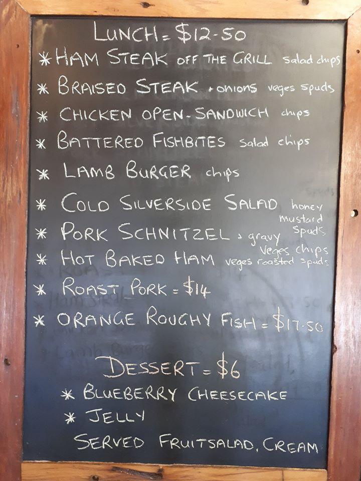 Menu at Invercargill Workingmens Club Inc, Invercargill