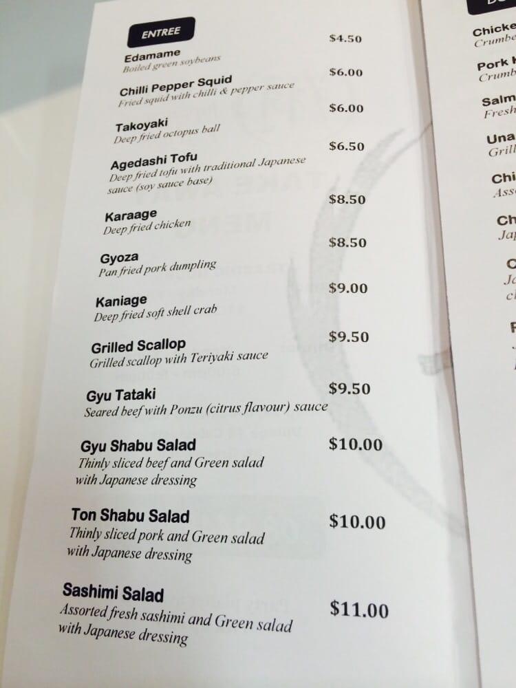 Menu at Shou Japanese Kitchen restaurant, Greenwood