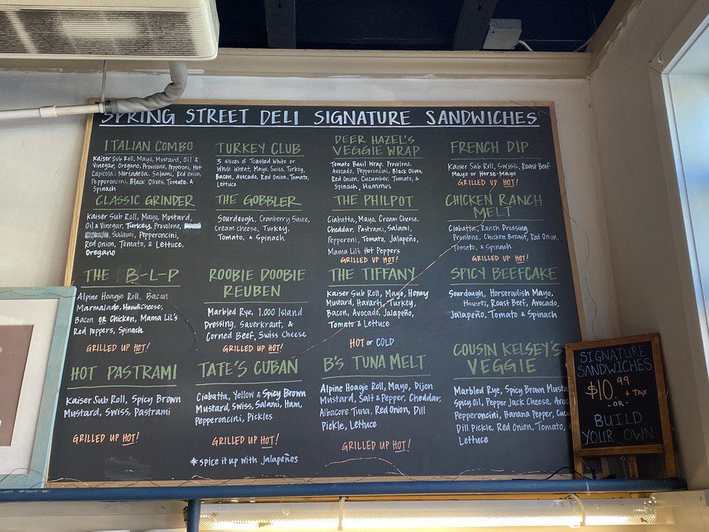 Menu at Spring Street Deli restaurant, Friday Harbor