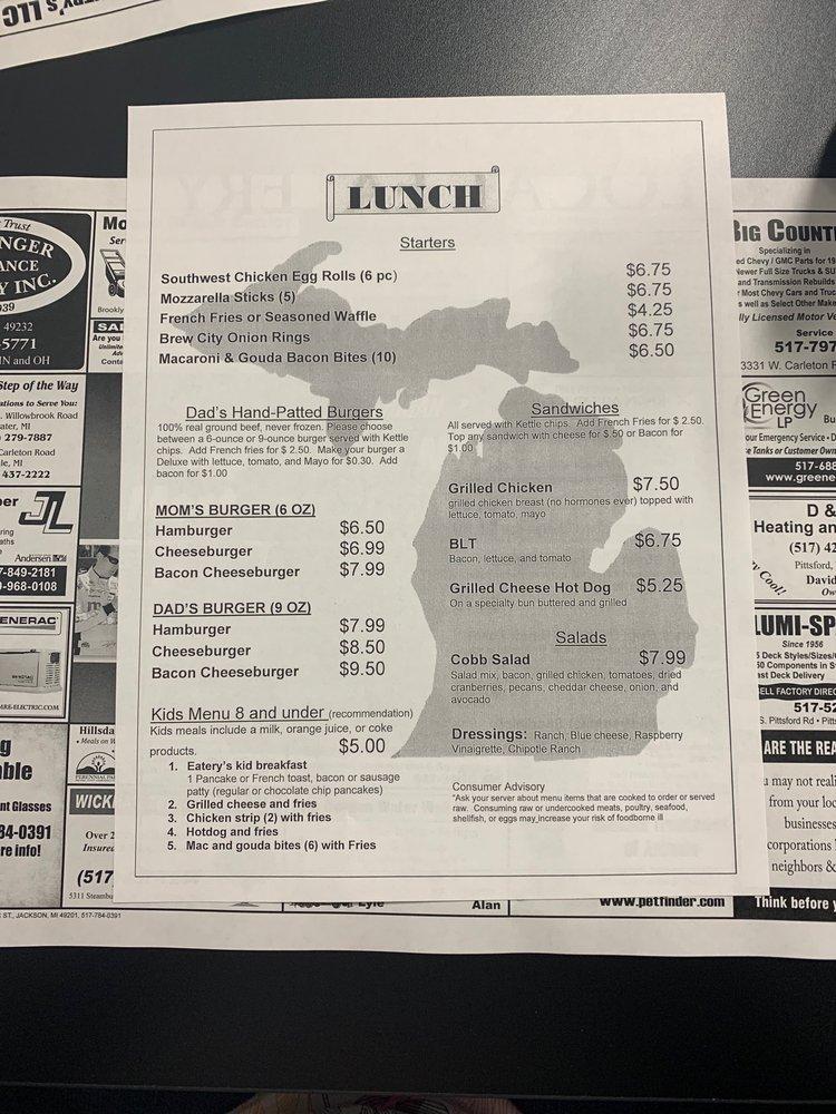 Menu at The Local Eatery restaurant, Hillsdale