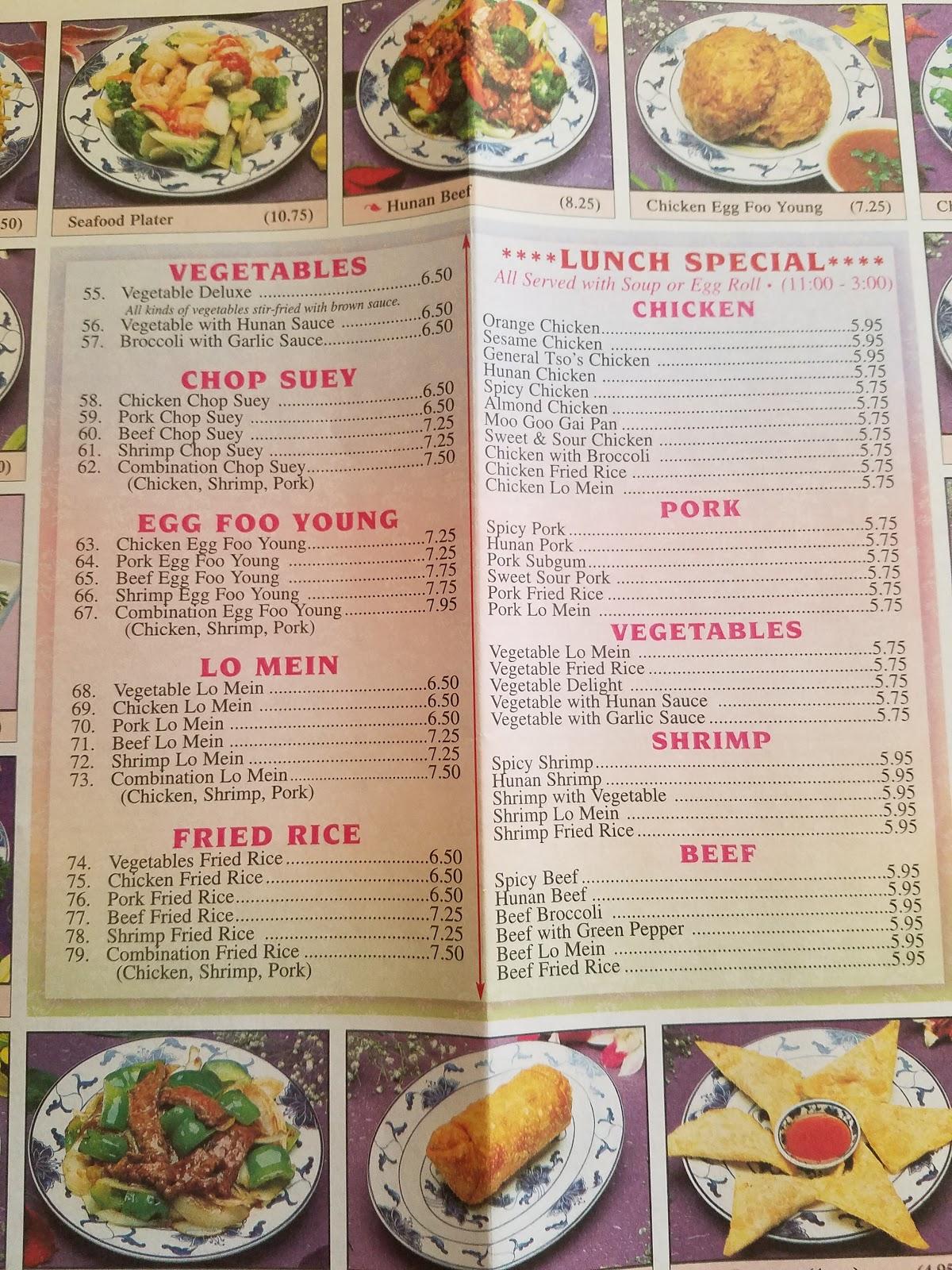 Menu at East Wind restaurant, Lima