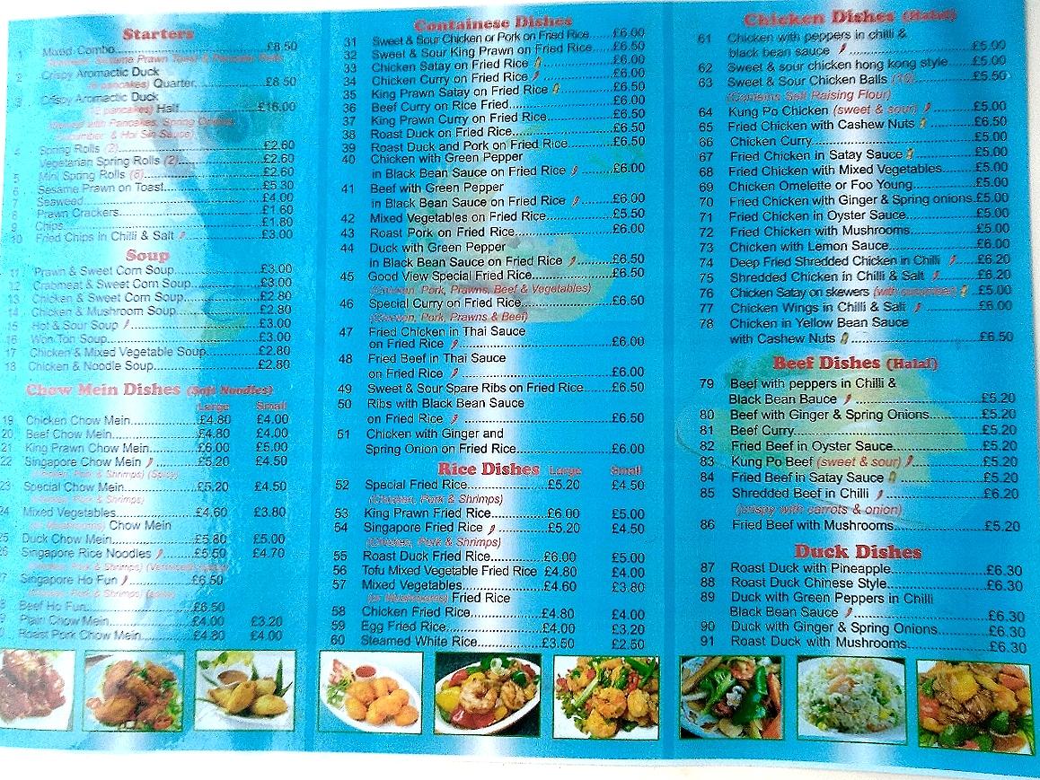 Menu at Good View Chinese Takeaway fast food, London, 324 Lea Bridge Rd