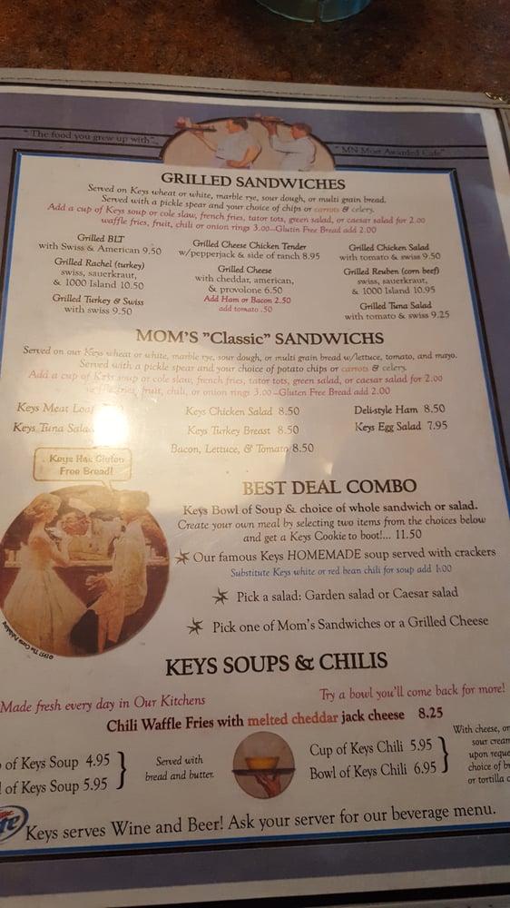 Menu at Keys Cafe & Bakery, Roseville, Lexington Ave N