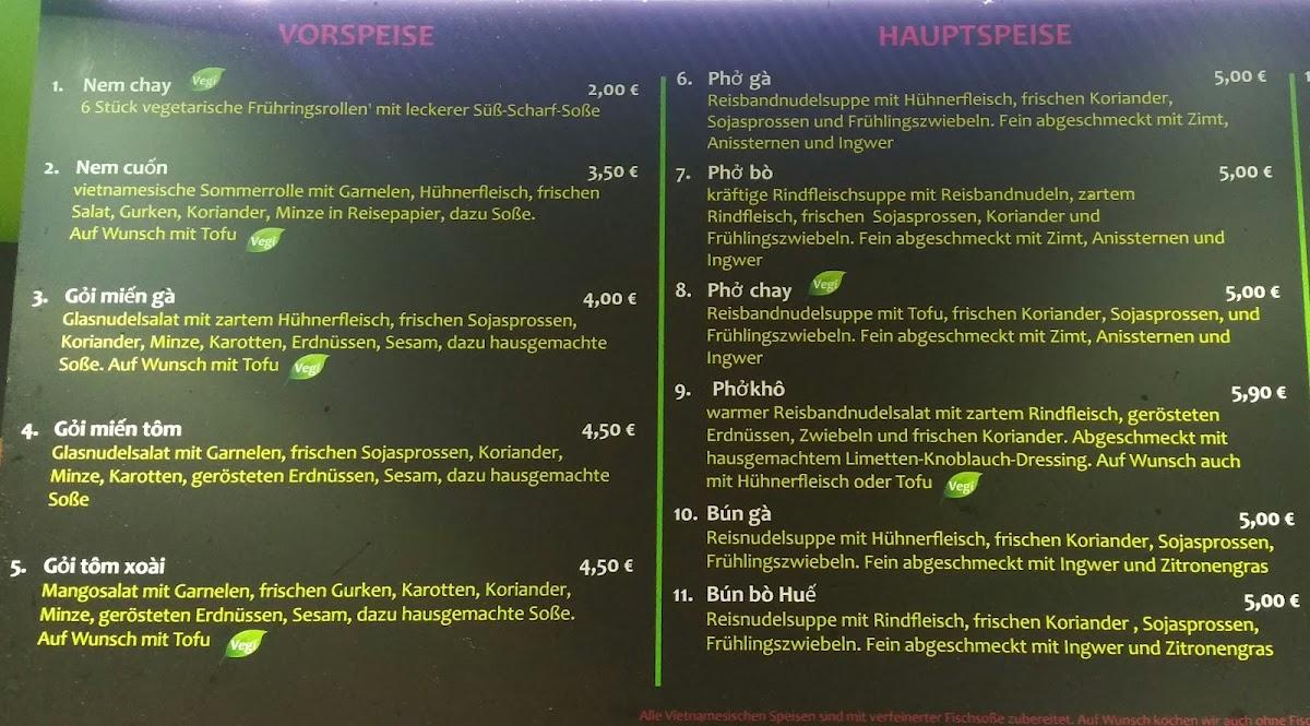 Speisekarte von Subba restaurant, Potsdam