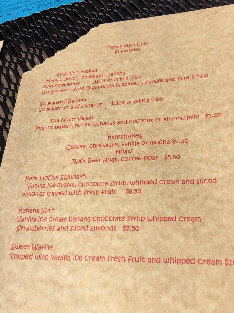 Menu at The Park House restaurant, Springdale
