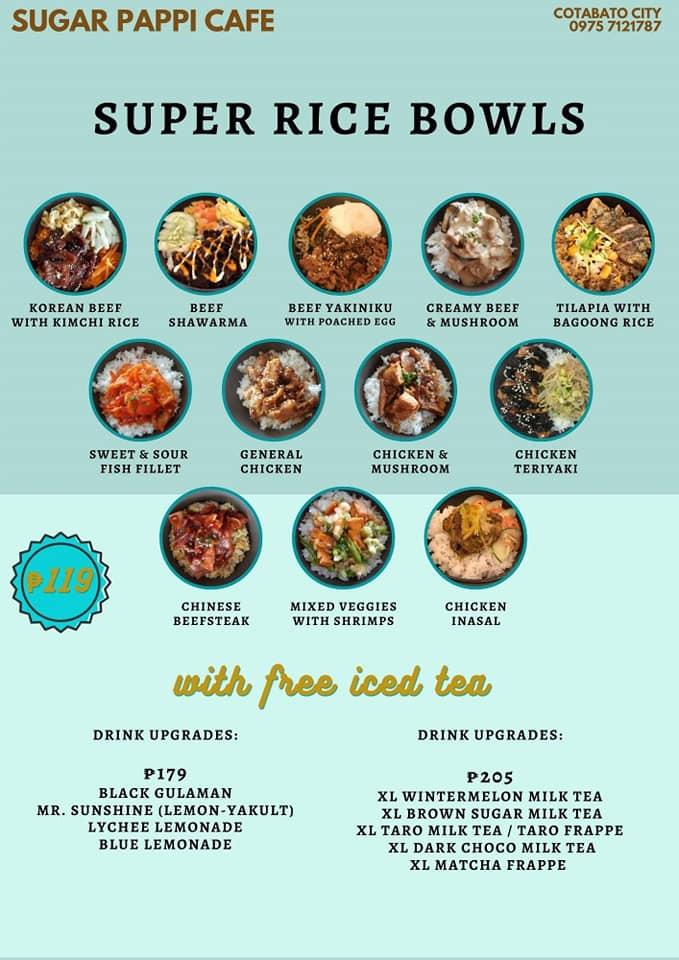 Menu at The Sugar Pappi restaurant, Cotabato City