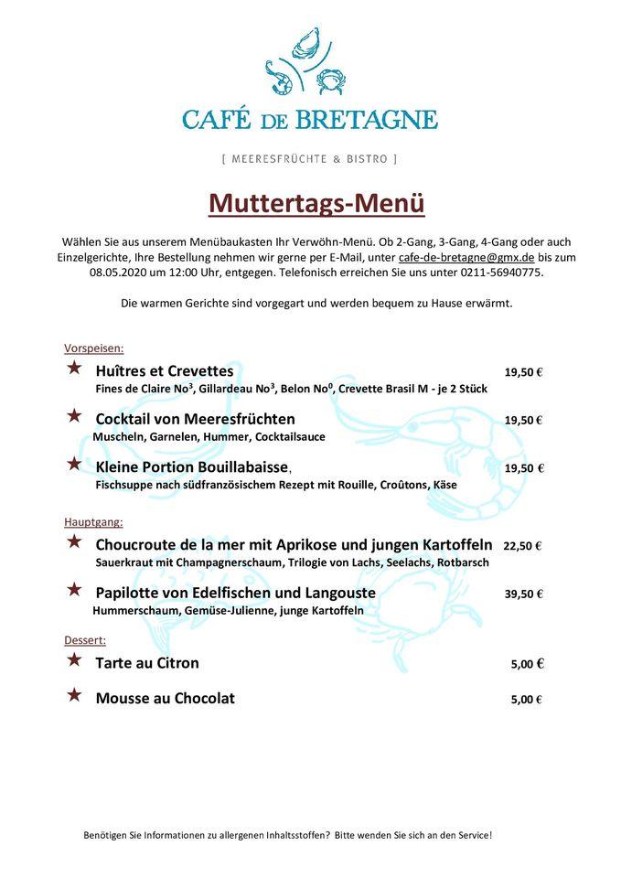 Speisekarte von Café de Bretagne restaurant, Düsseldorf, Benrather ...