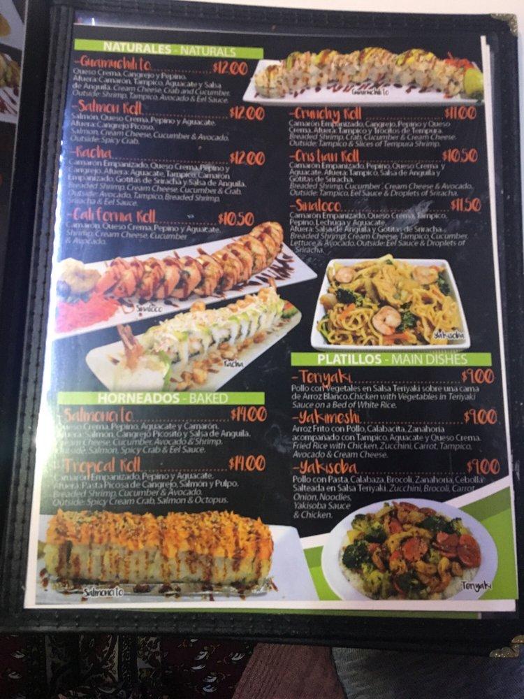 Menu at Culichi Sushi restaurant, Phoenix