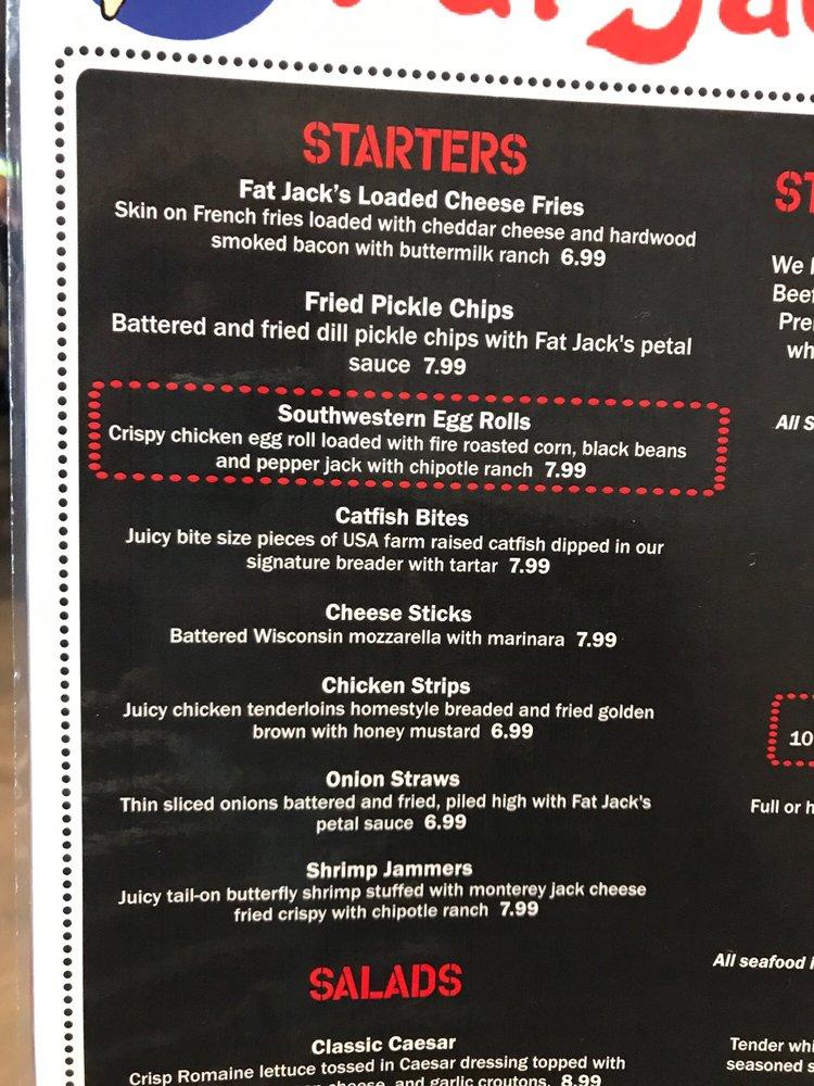 Menu at Fat Jack's pub & bar, Walterboro, Bells Hwy