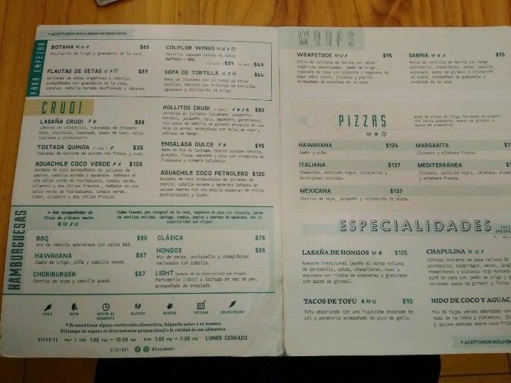 Menu at Lúcuma restaurant, Guadalajara, Avenida de La Paz 2402