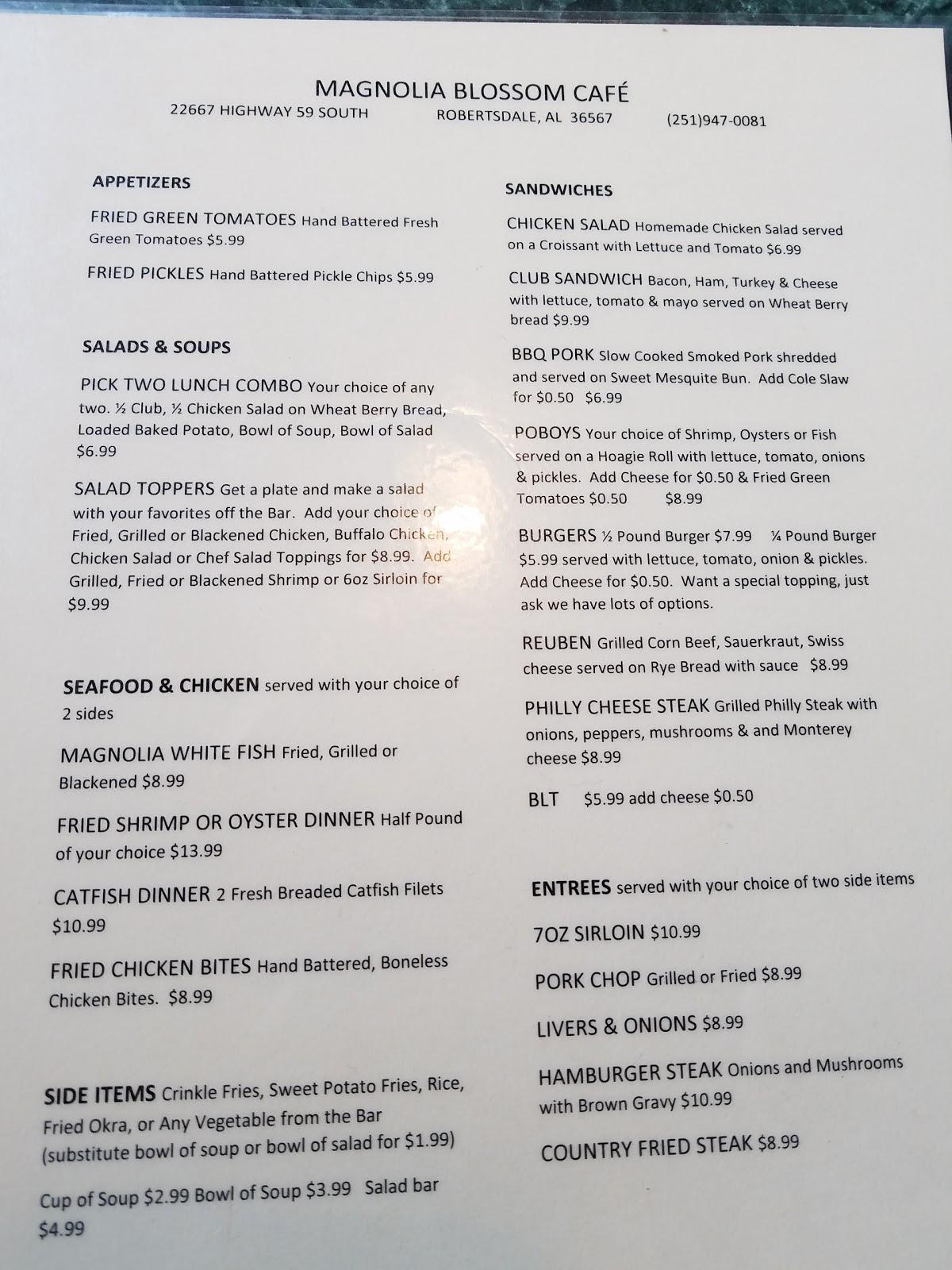 Menu at Magnolia Blossom Cafe, Robertsdale, AL-59