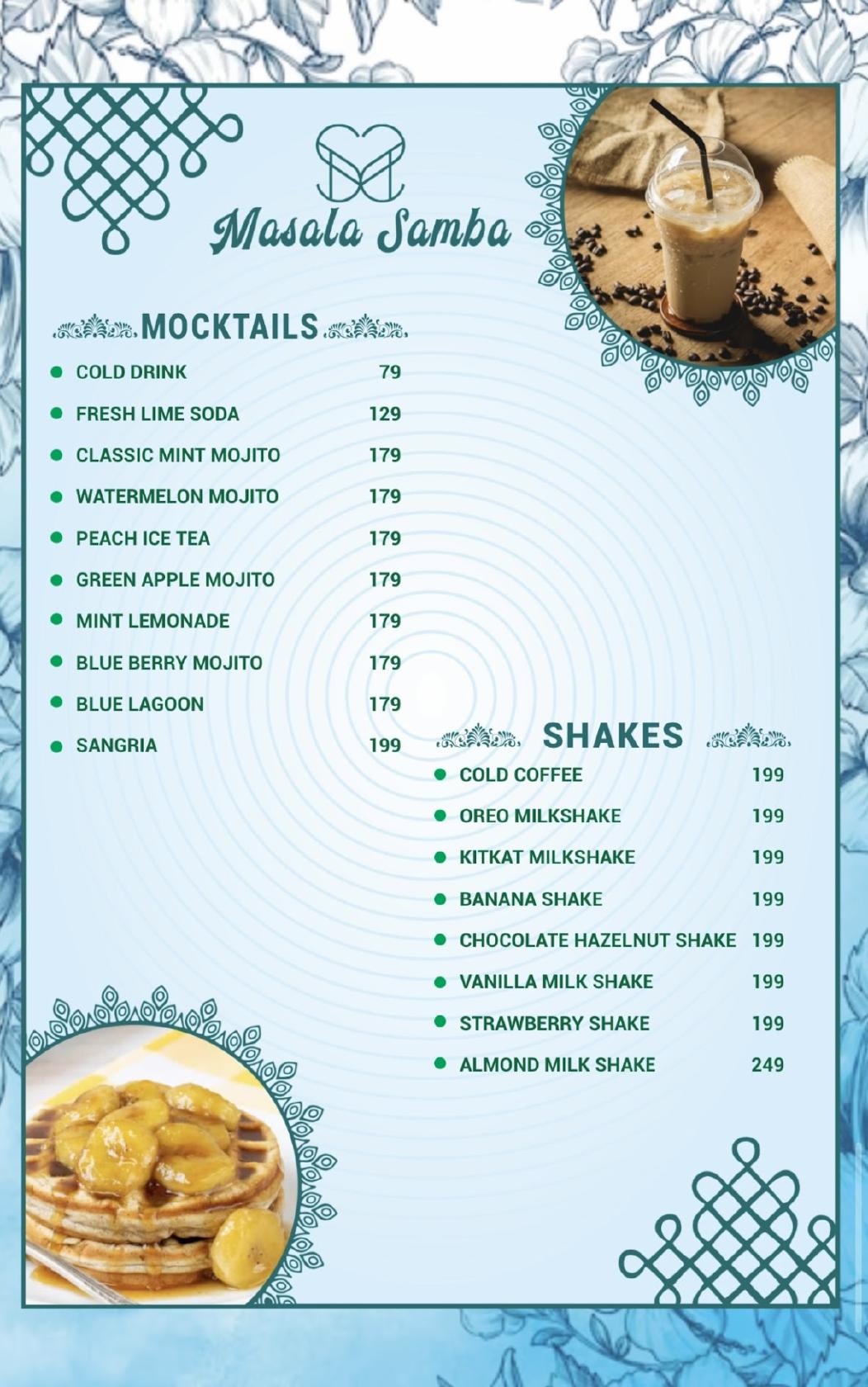Menu at Masala Samba, Gurugram