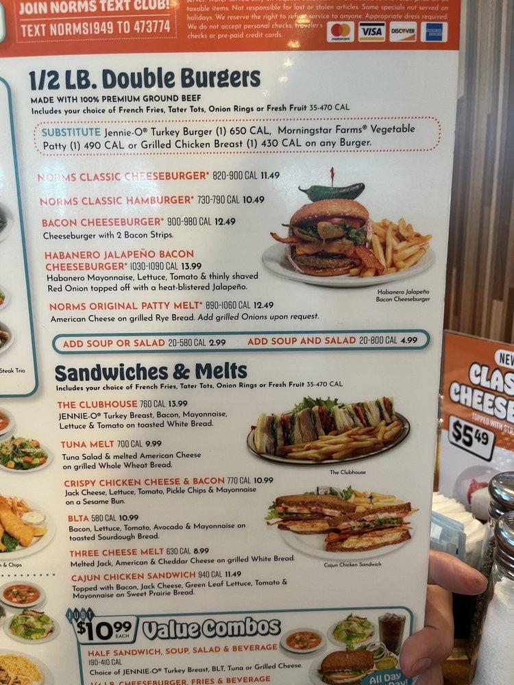 Menu at NORMS Restaurant, Rialto, W Renaissance Pkwy