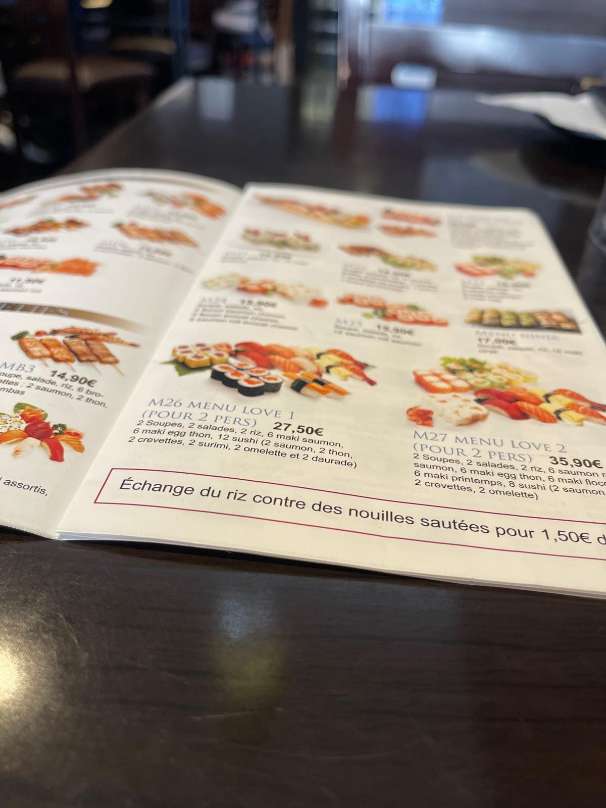 Menu at New Tokyo Sushi restaurant, Claye-Souilly