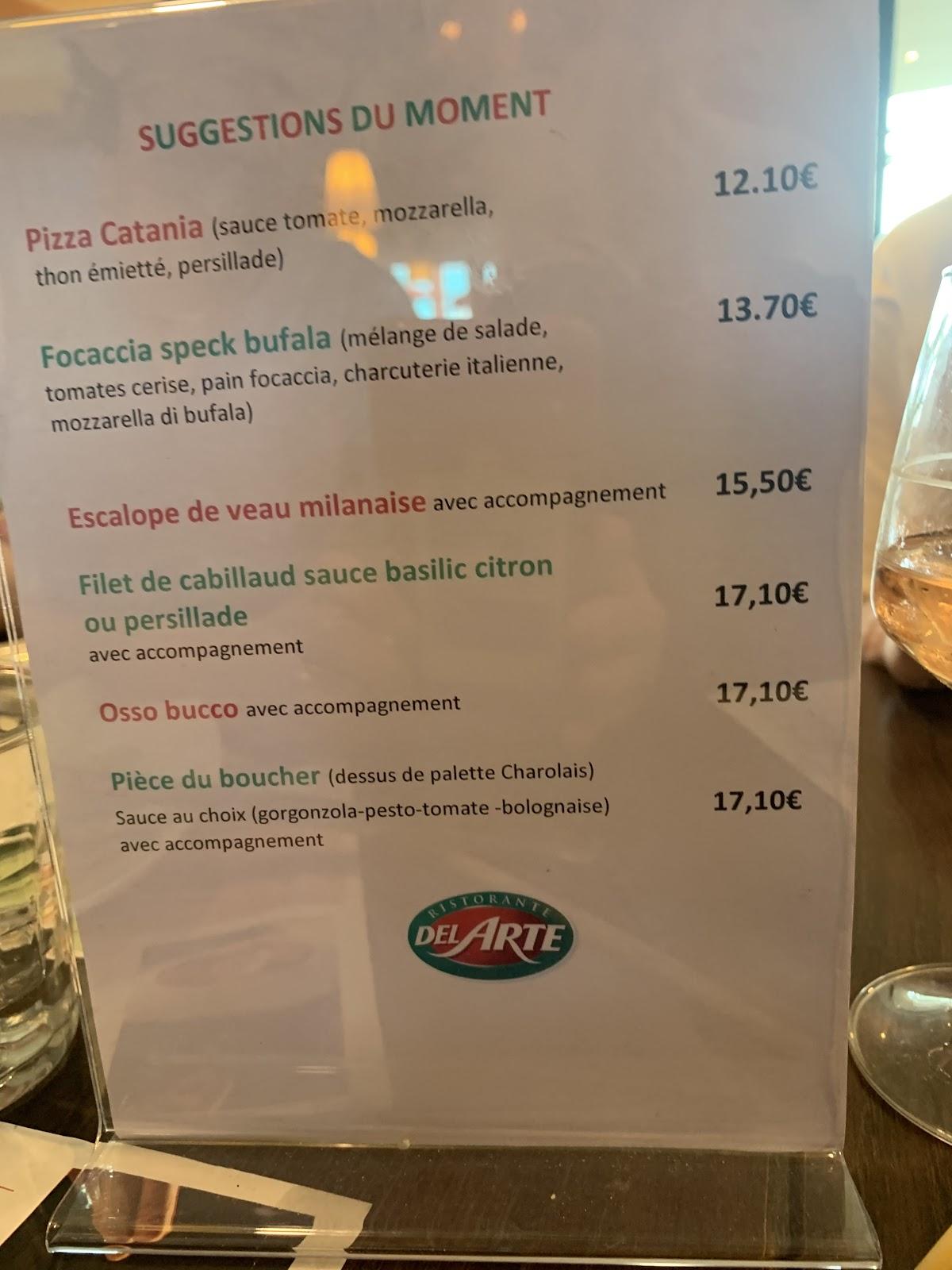 Menu au Del Arte pizzeria, Coignières, Centre commercial Les Portes de ...
