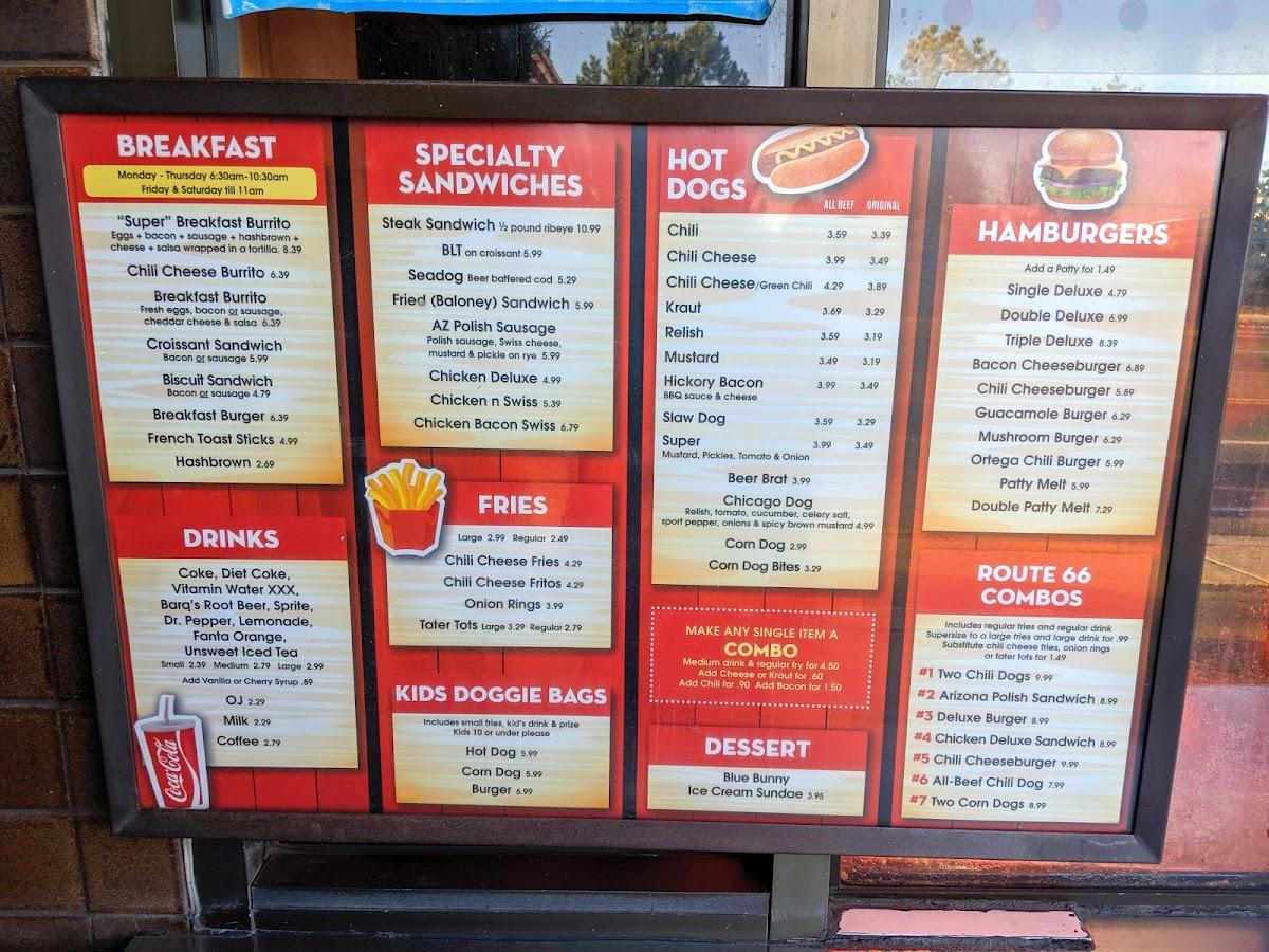 Carta del restaurante Route 66 Dog Haus, Flagstaff
