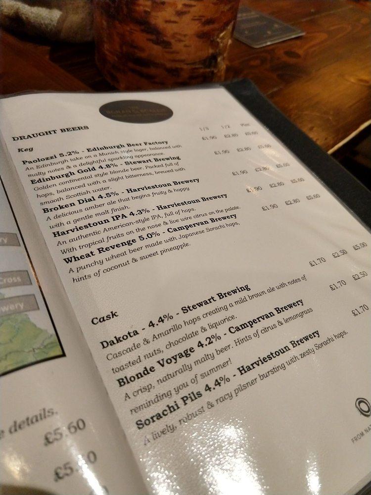 Menu at The Scran and Scallie pub & bar, Edinburgh