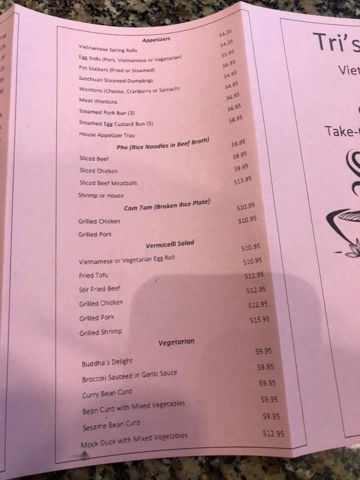 Menu at Tri's Wok restaurant, Wayzata