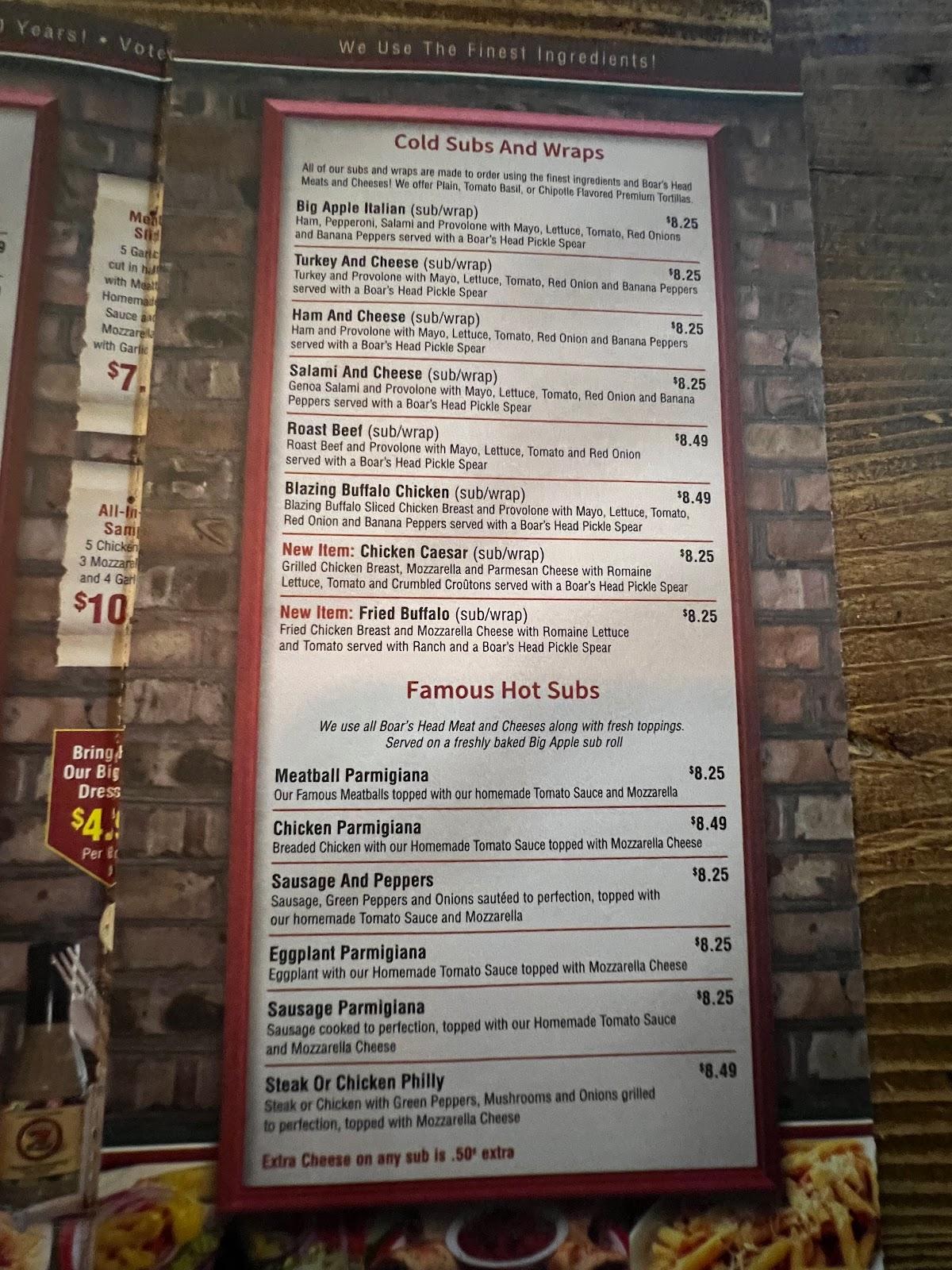 Menu at Big Apple Pizza pizzeria, Fort Pierce, S 35th St