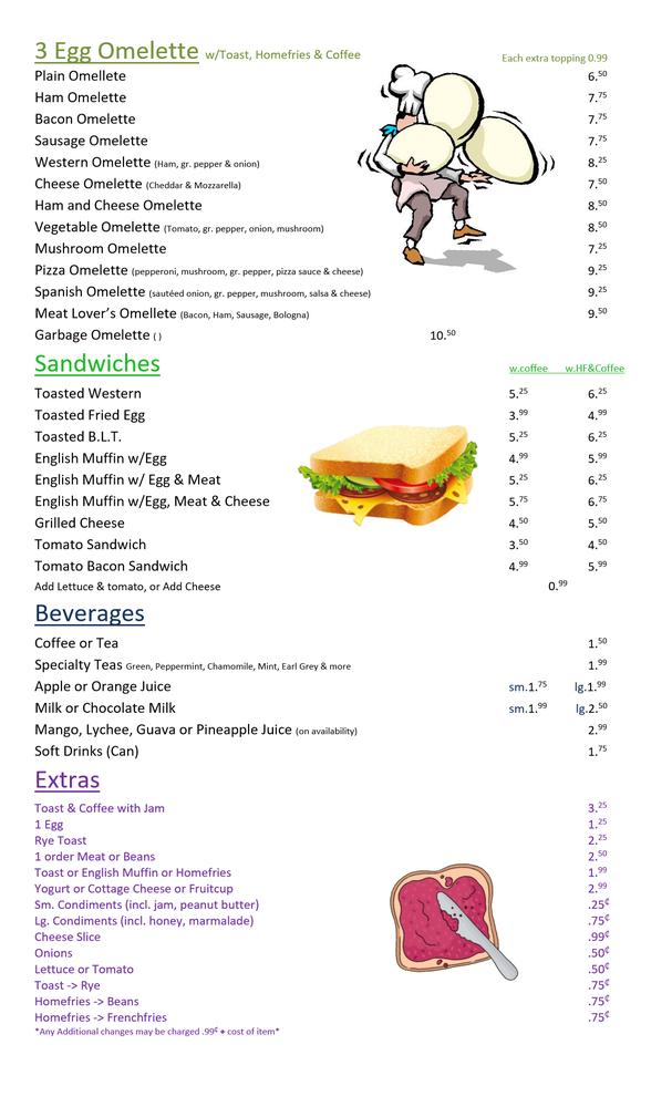 Menu at Family Corner Restaurant, Cornwall