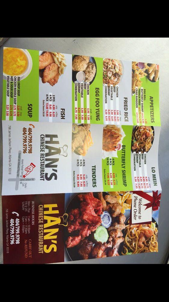 Menu at Hans Chinese Food And Chicken Wings restaurant, Atlanta, 798 ...