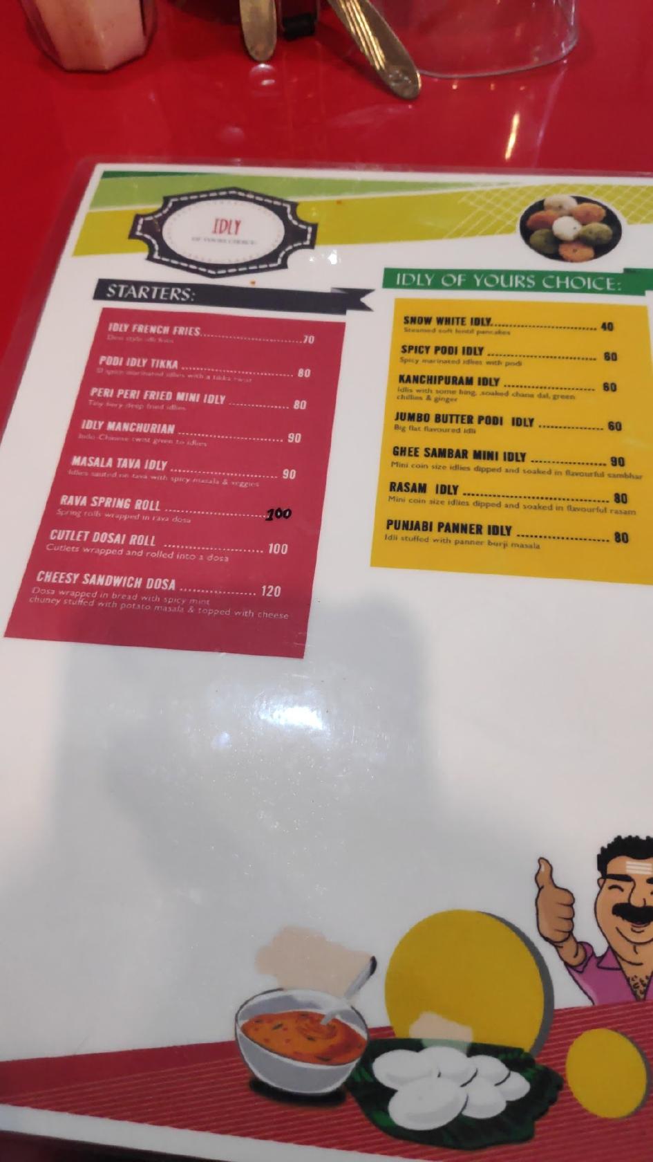 Menu at Mr and Mrs Idly, Kalol