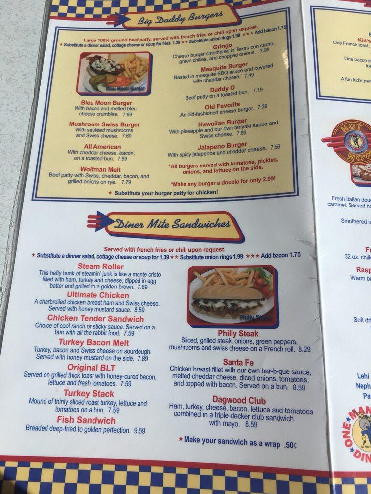 Menu at One Man Band pub & bar, Lehi