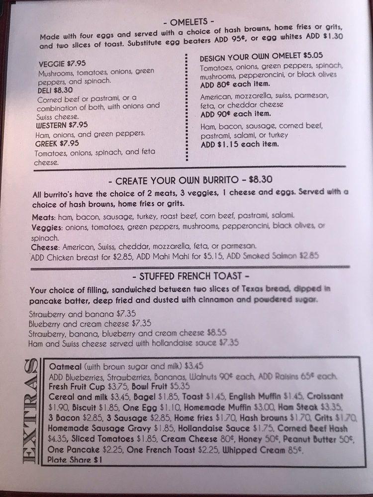 Menu at Beachside Cafe, Indialantic